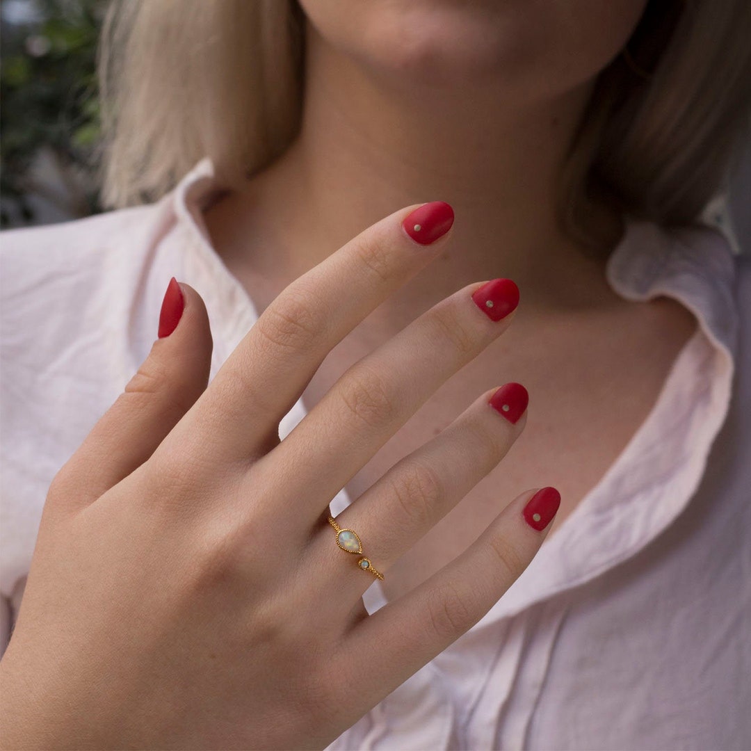 White Opal Open Ring - Adjustable Ring - Opal Jewelry - Textured Band ...