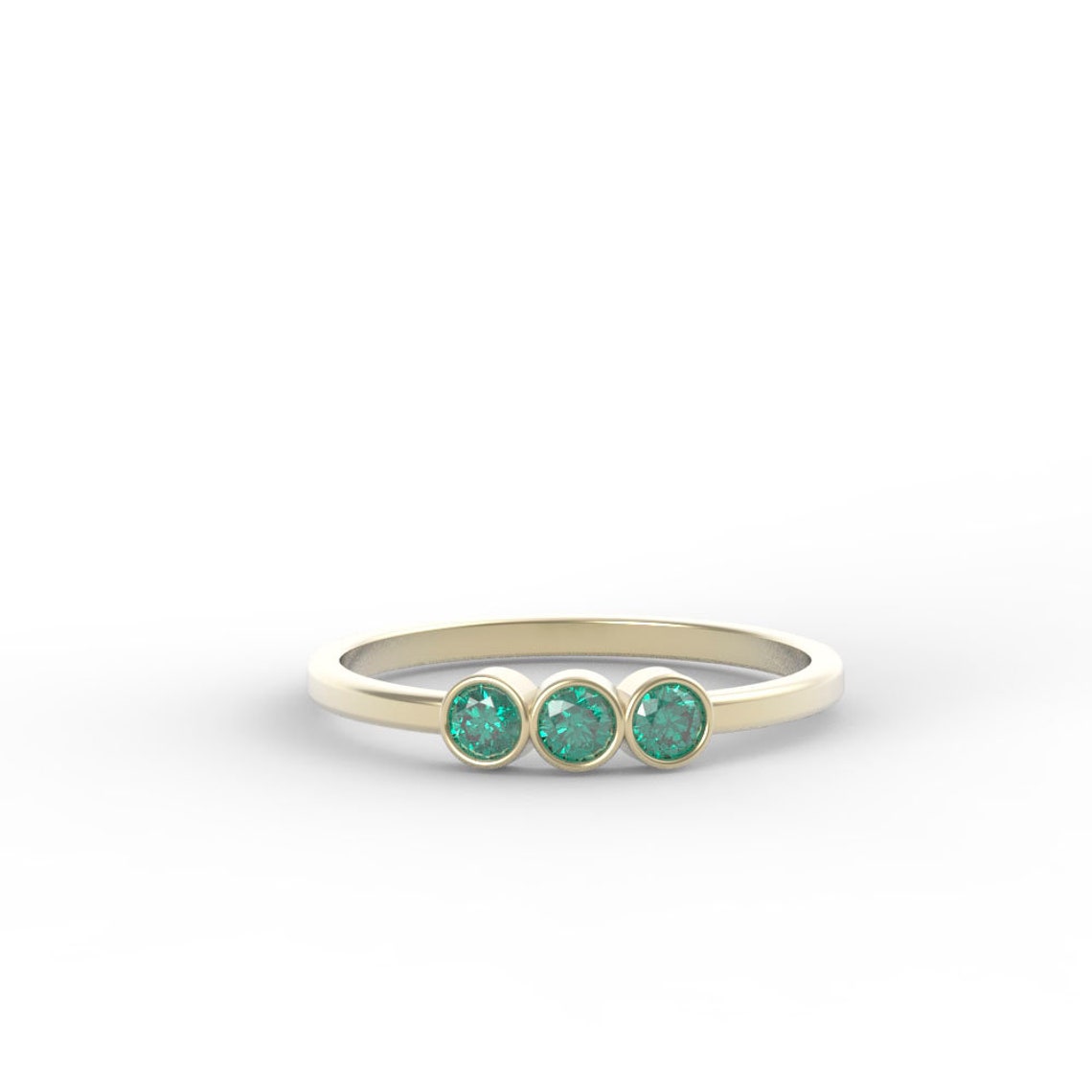 Three Emerald Ring, Emerald Ring, Dainty Ring, Minimalist Ring ...