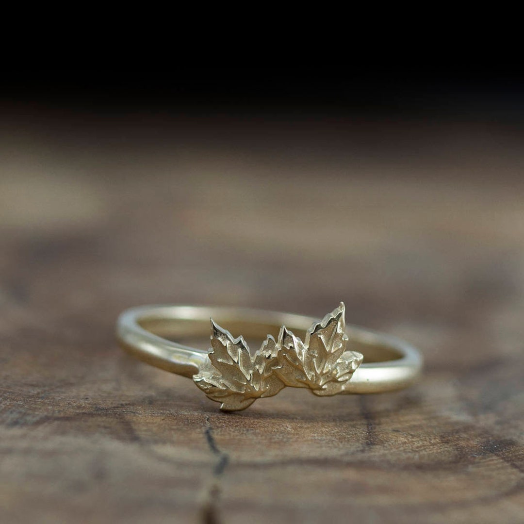 Maple Leaf Gold Ring - Etsy