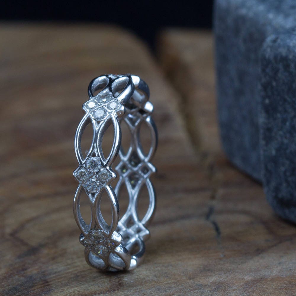Celtic Eternity Ring With Diamonds Gothic Eternity Band - Etsy Canada