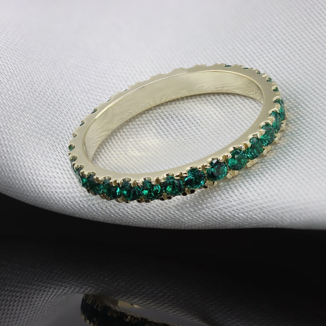 Blue Emerald Eternity Ring - Etsy