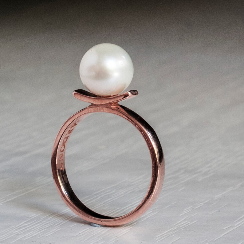 Pearl Ring, Rose Gold Pearl Ring, Gold Pearl Ring, Vintage Pearl Ring ...