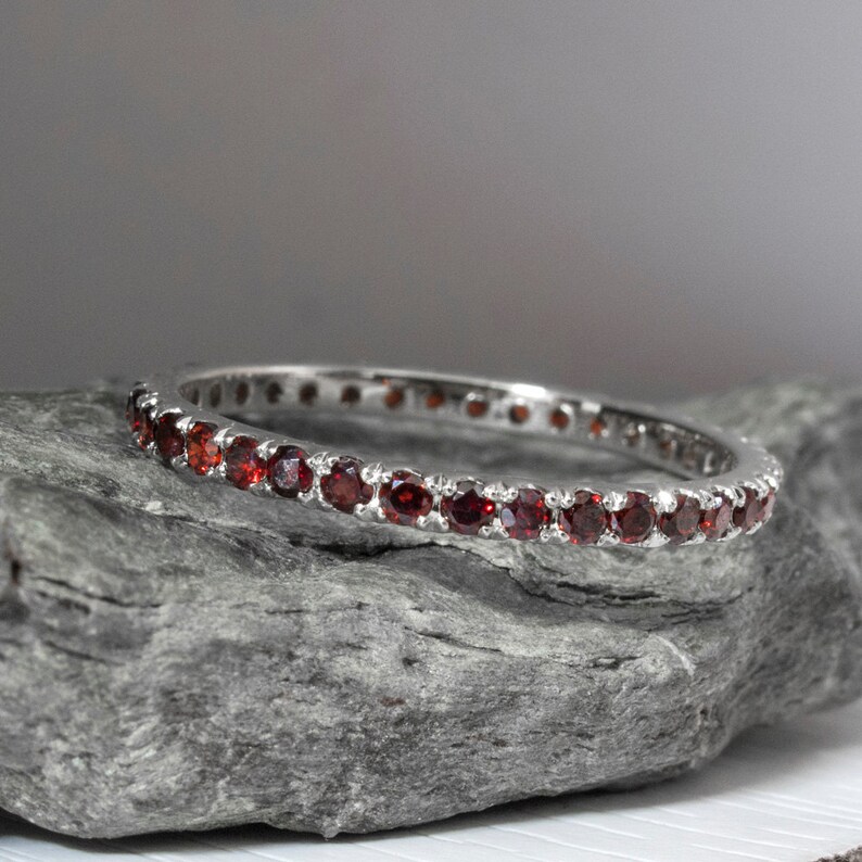 Dark Red Garnet Eternity ring January birthstone gift idea | Etsy