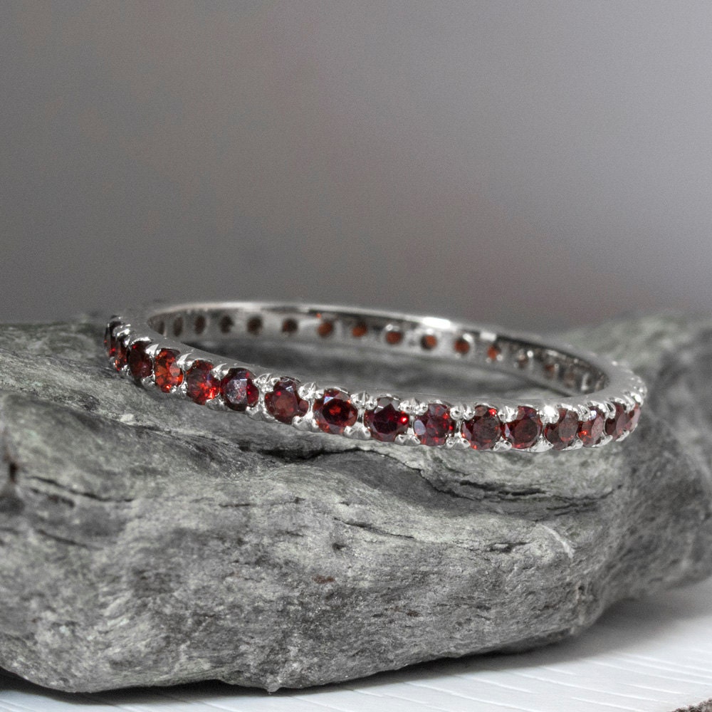 Dark Red Garnet Eternity ring January birthstone gift idea | Etsy