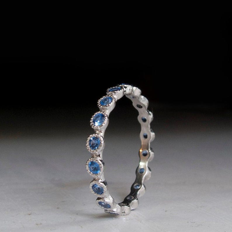 Silver Blue Topaz Ring - Eternity Ring - Light Blue Stone - Something ...