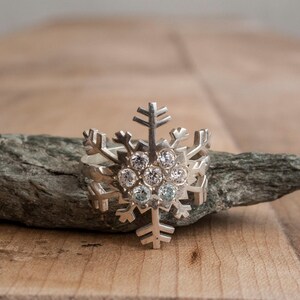 White Gold Snowflake Ring Set With White Zircons - Etsy