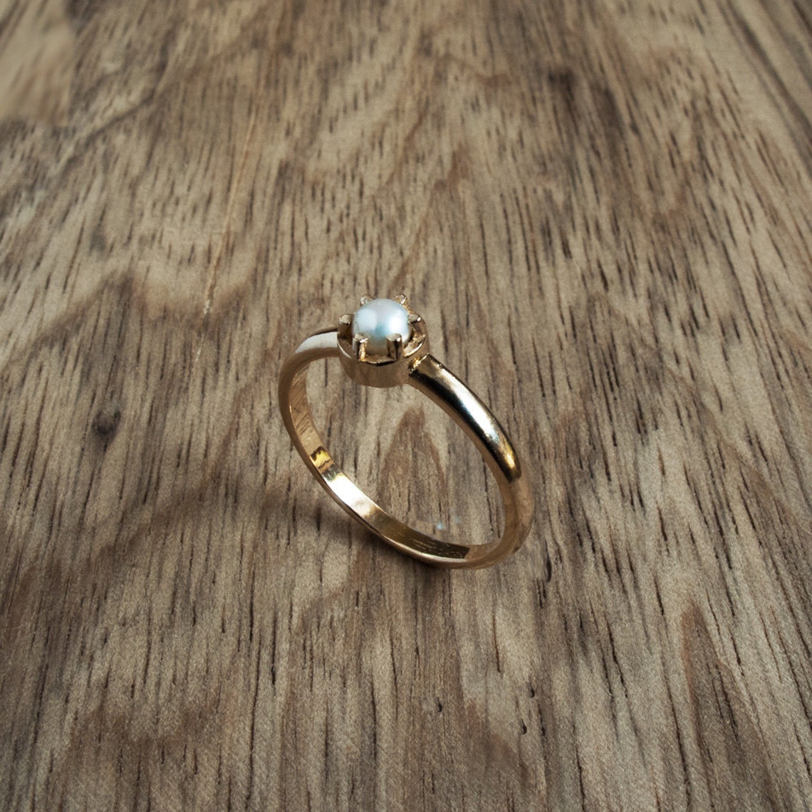 Gold Pearl Ring Setting Simple Pearl Ring White Pearl - Etsy