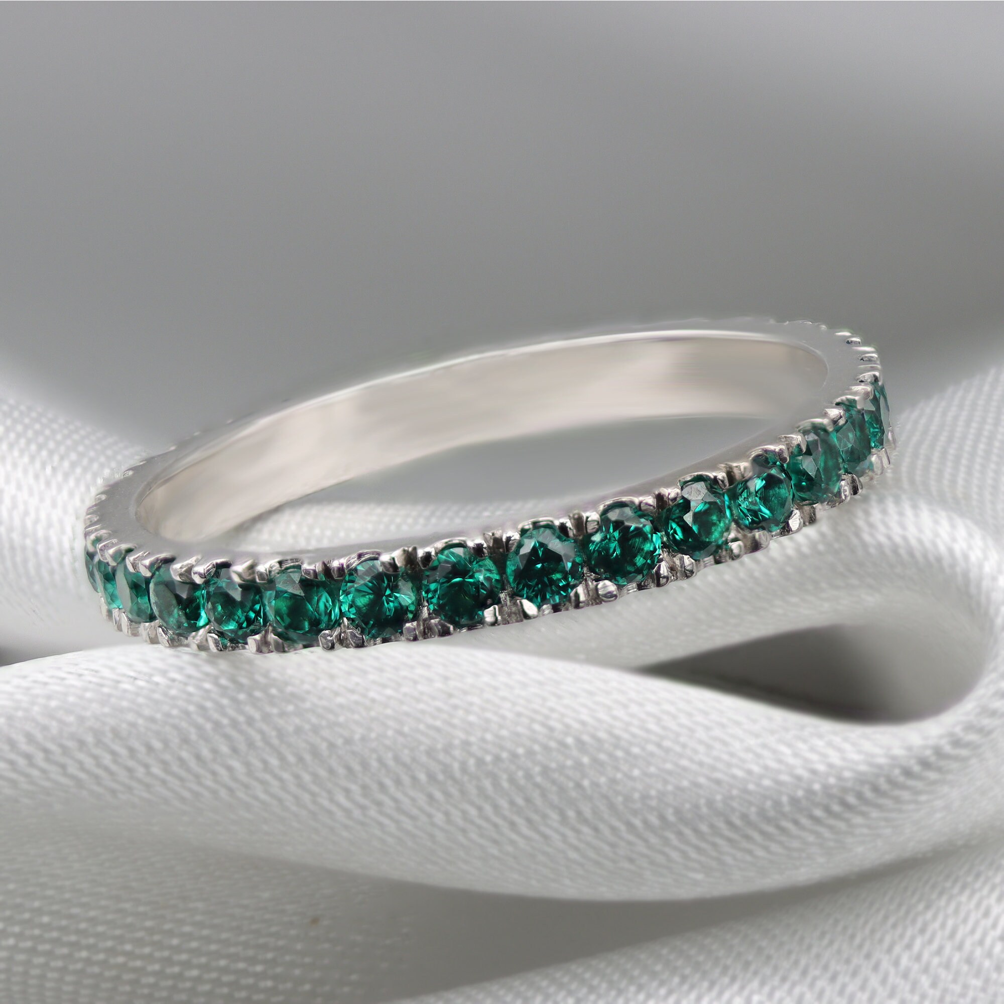 Blue Emerald Eternity Ring | Etsy