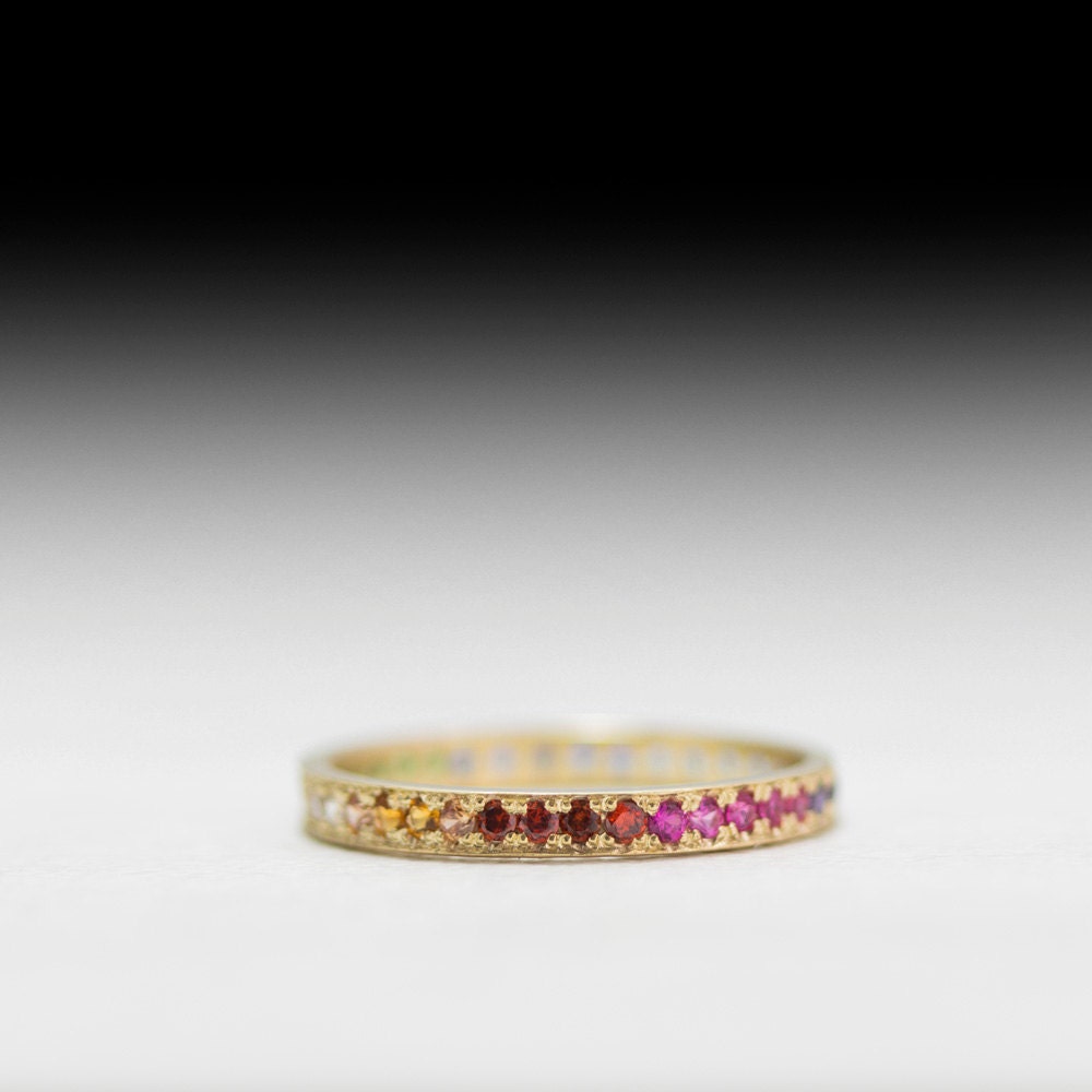 Rainbow Eternity Ring Sapphire Ruby Garnet Blue Topaz - Etsy Canada