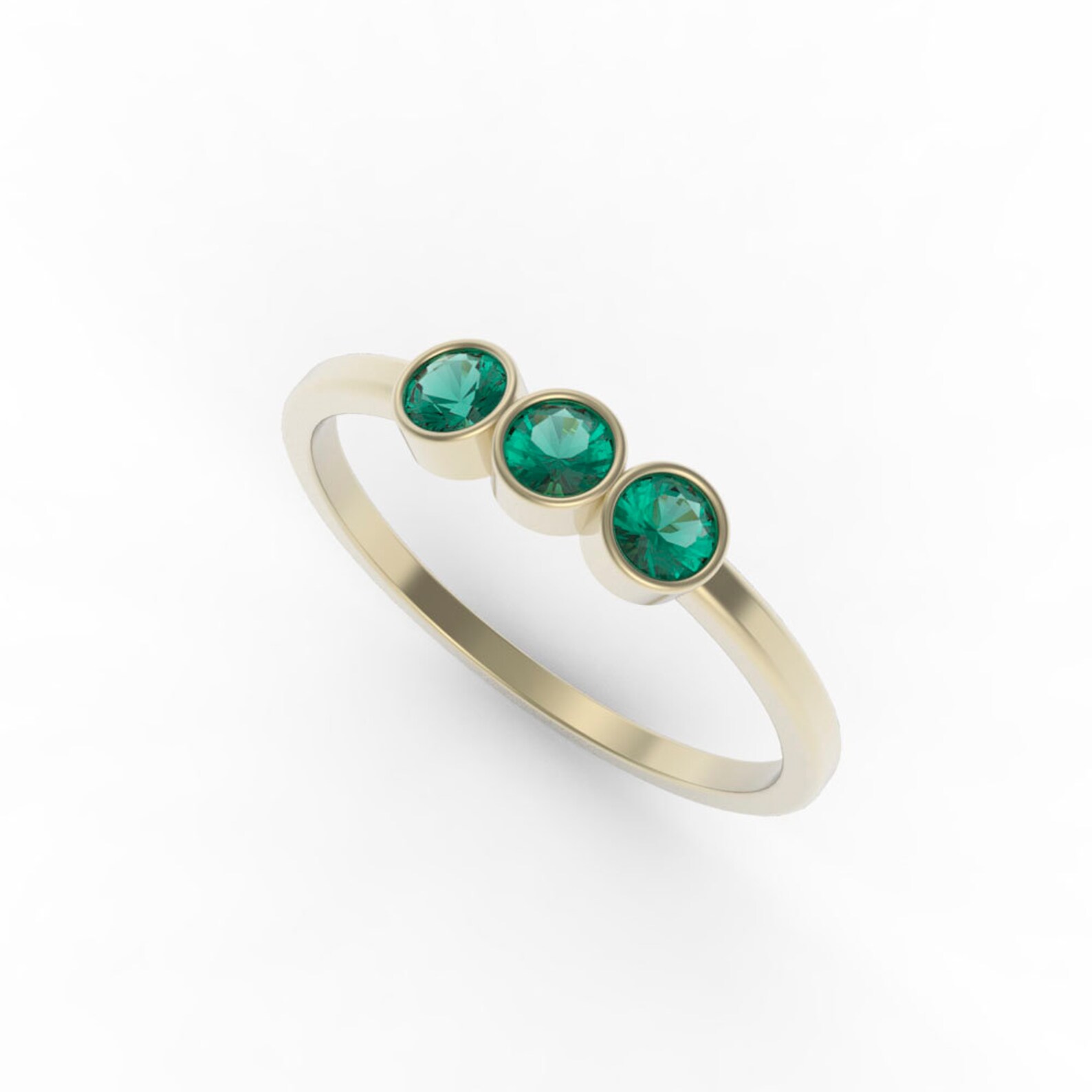 Three Emerald Ring, Emerald Ring, Dainty Ring, Minimalist Ring ...