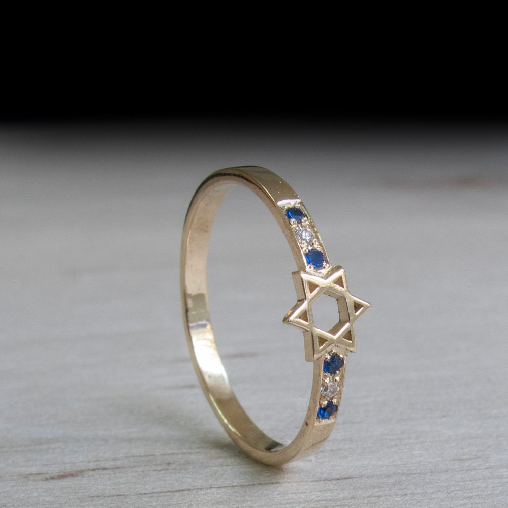 Jewish Star Ring With Sapphires Magen David Jewelry Israel - Etsy