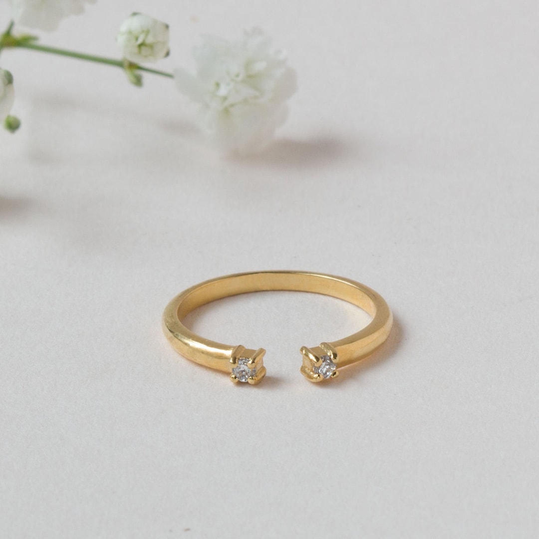 Open Diamond Ring - Diamond Ring- Stacking Ring - Dainty Gold Ring ...