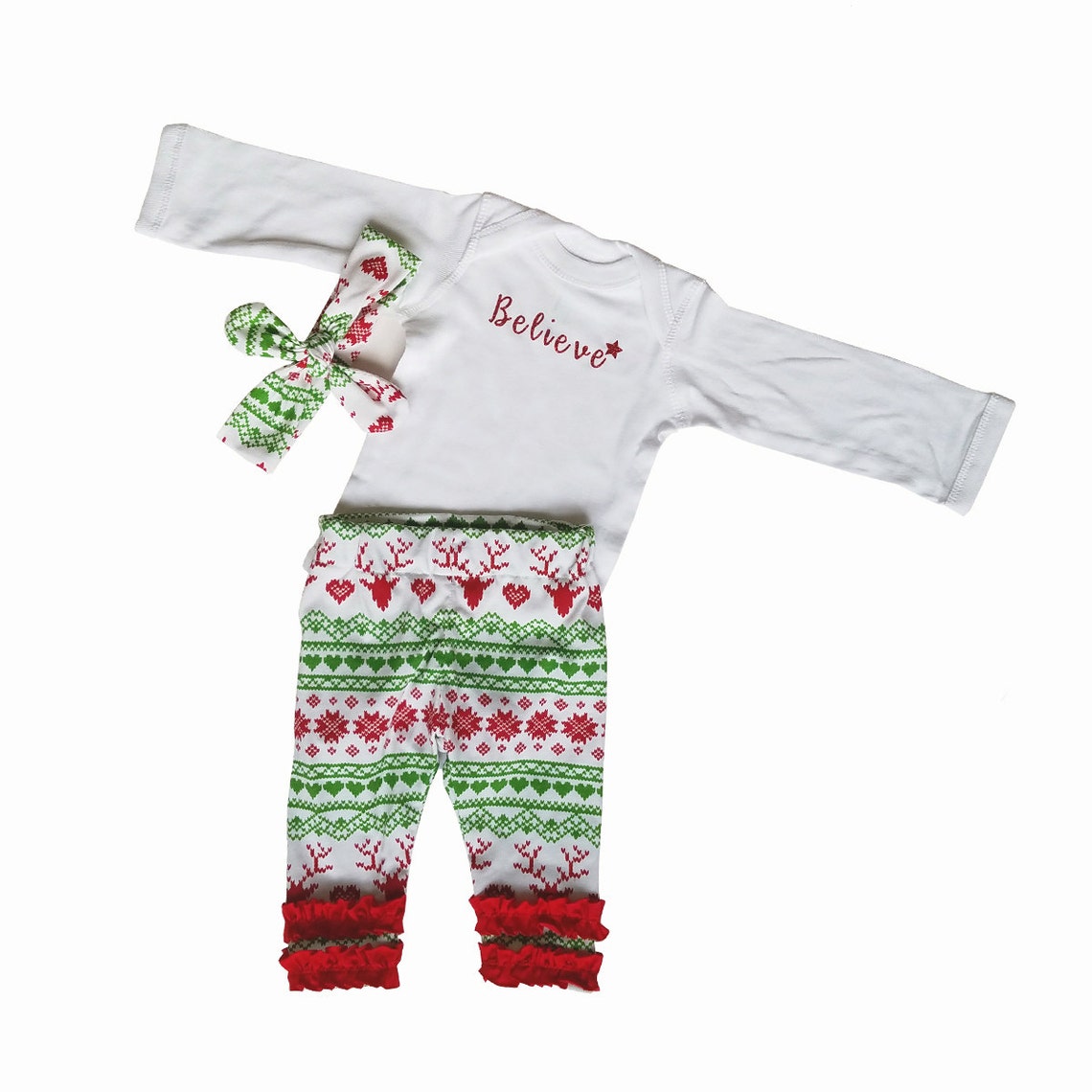 Fair Isle Baby Girl Christmas Outfits Newborn Girl Holiday | Etsy