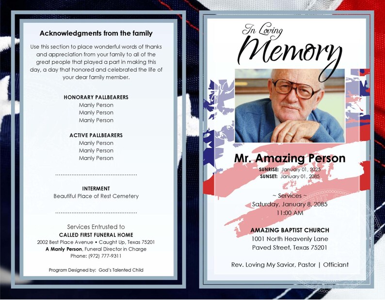 Military Funeral Program Template Free