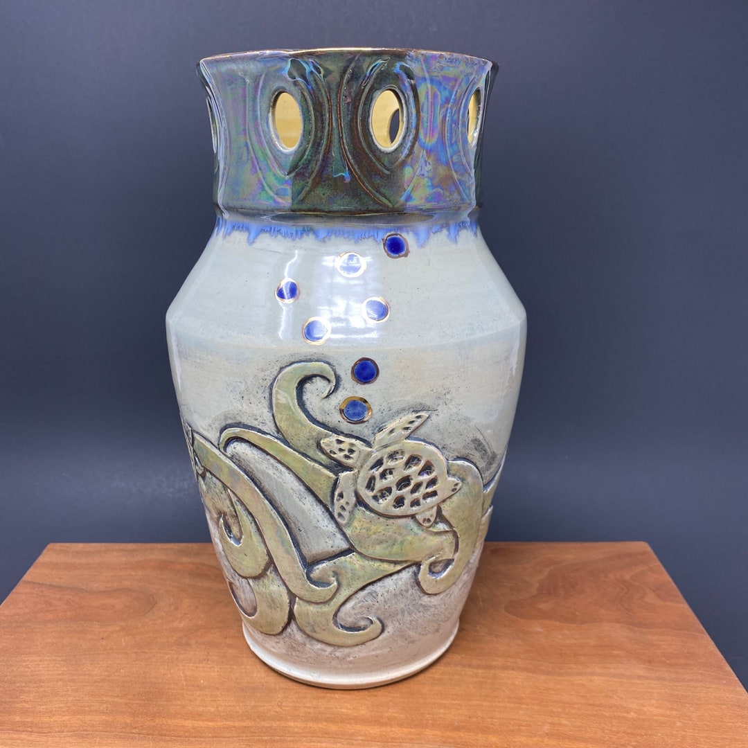 Sea Turtle Pottery Ocean Life Decor Turtle Vase Pottery - Etsy
