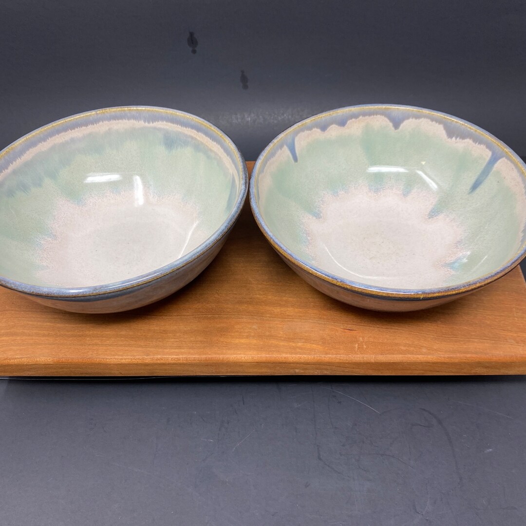 Blue Pottery Bowl, Pottery Bowl With Drip Glaze, Soup Bowl, Set of 2 ...
