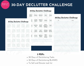 30 Day Declutter Challenge Printable, Home Organizing, Easy Declutter ...