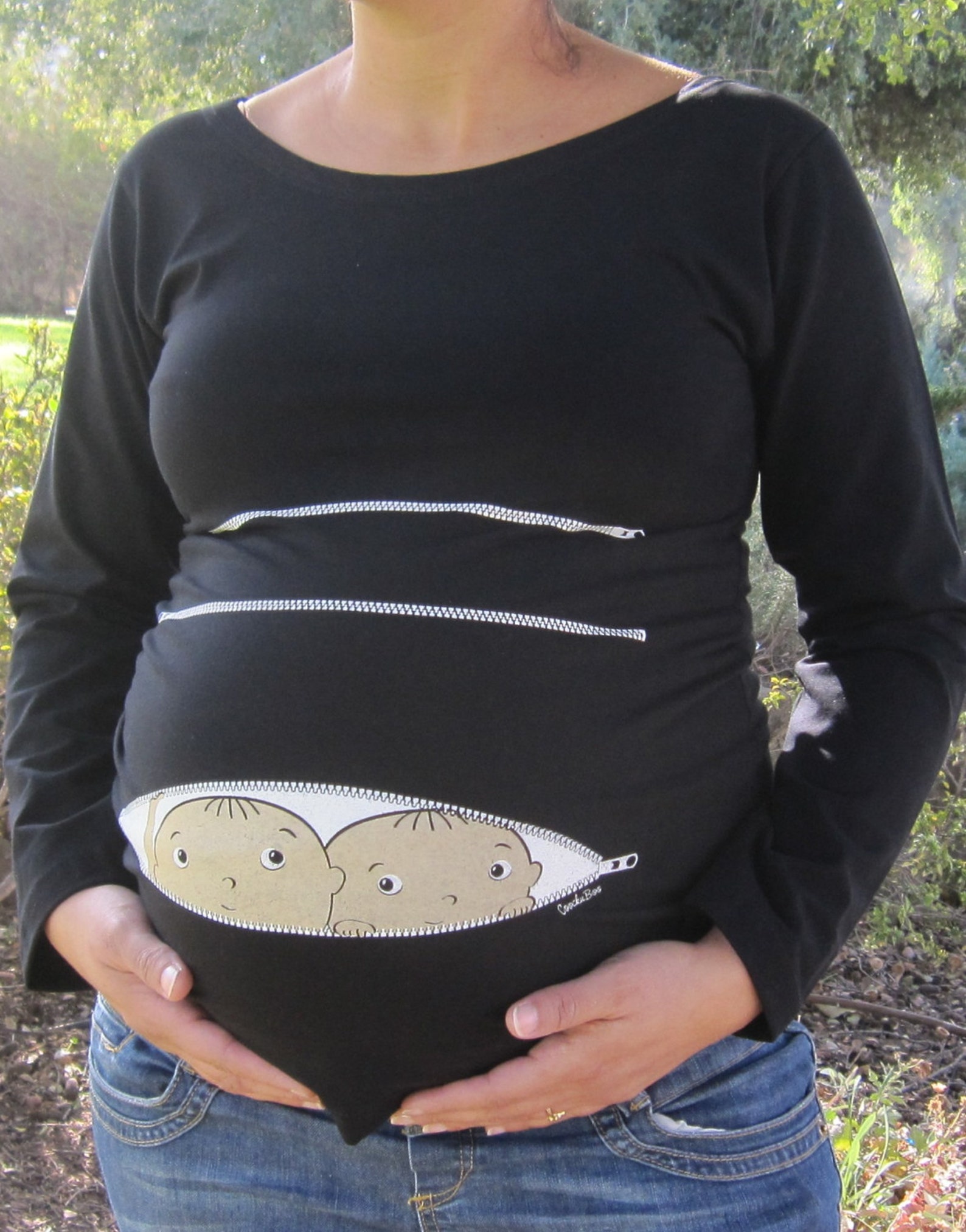 Twins Maternity Shirt Long Sleeves, COOCKUBOO Funny Pregnancy Shirts ...