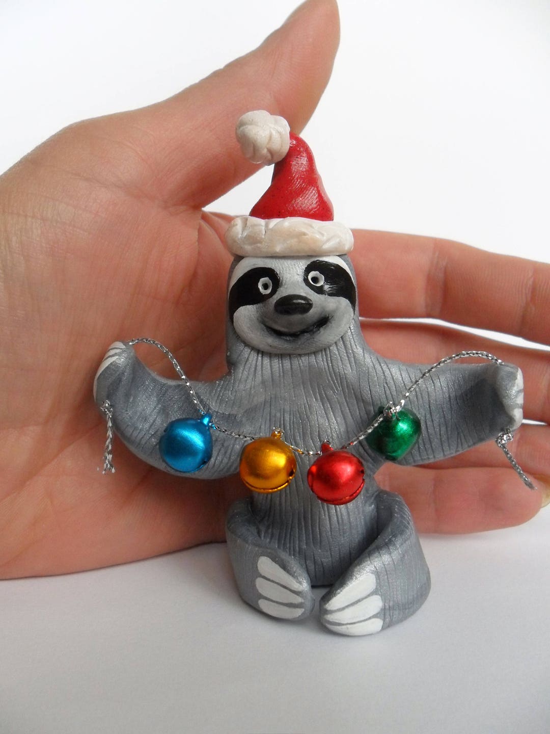 Santa Sloth Christmas Ornament - Cute Christmas/birthday Cake Figurine ...