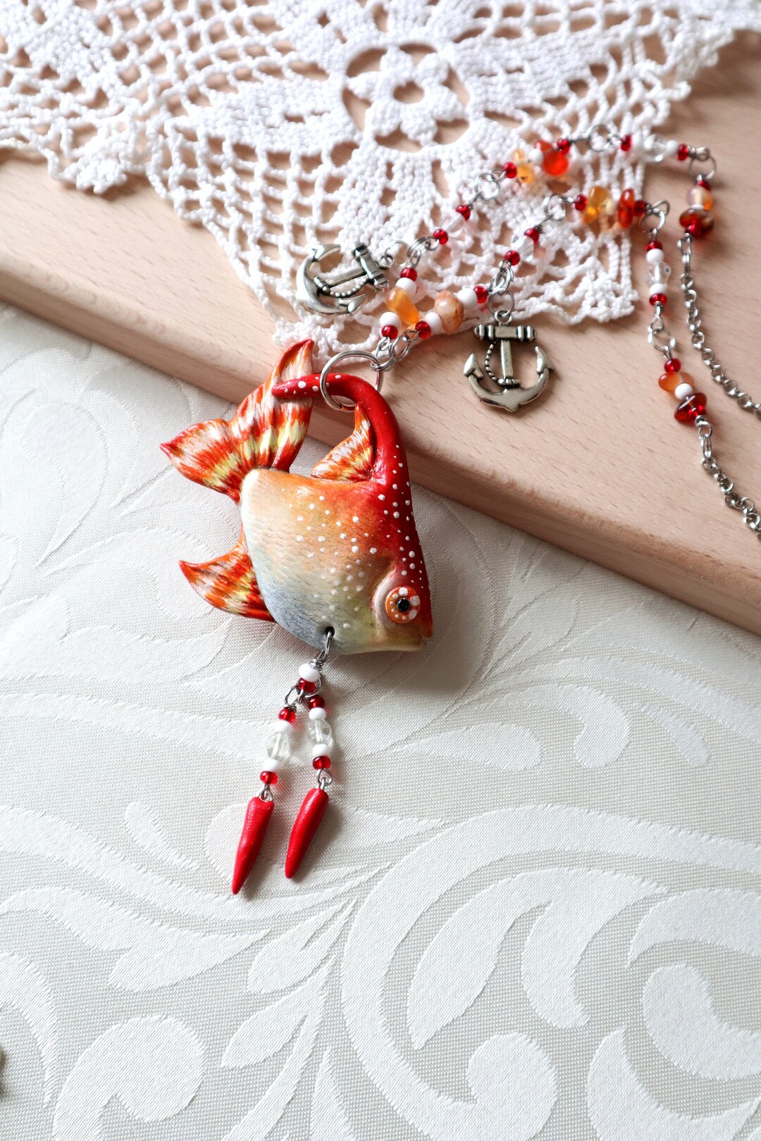 Angelfish Necklace Angelfish Charm Fish Jewelry Fish Pendant Fish ...