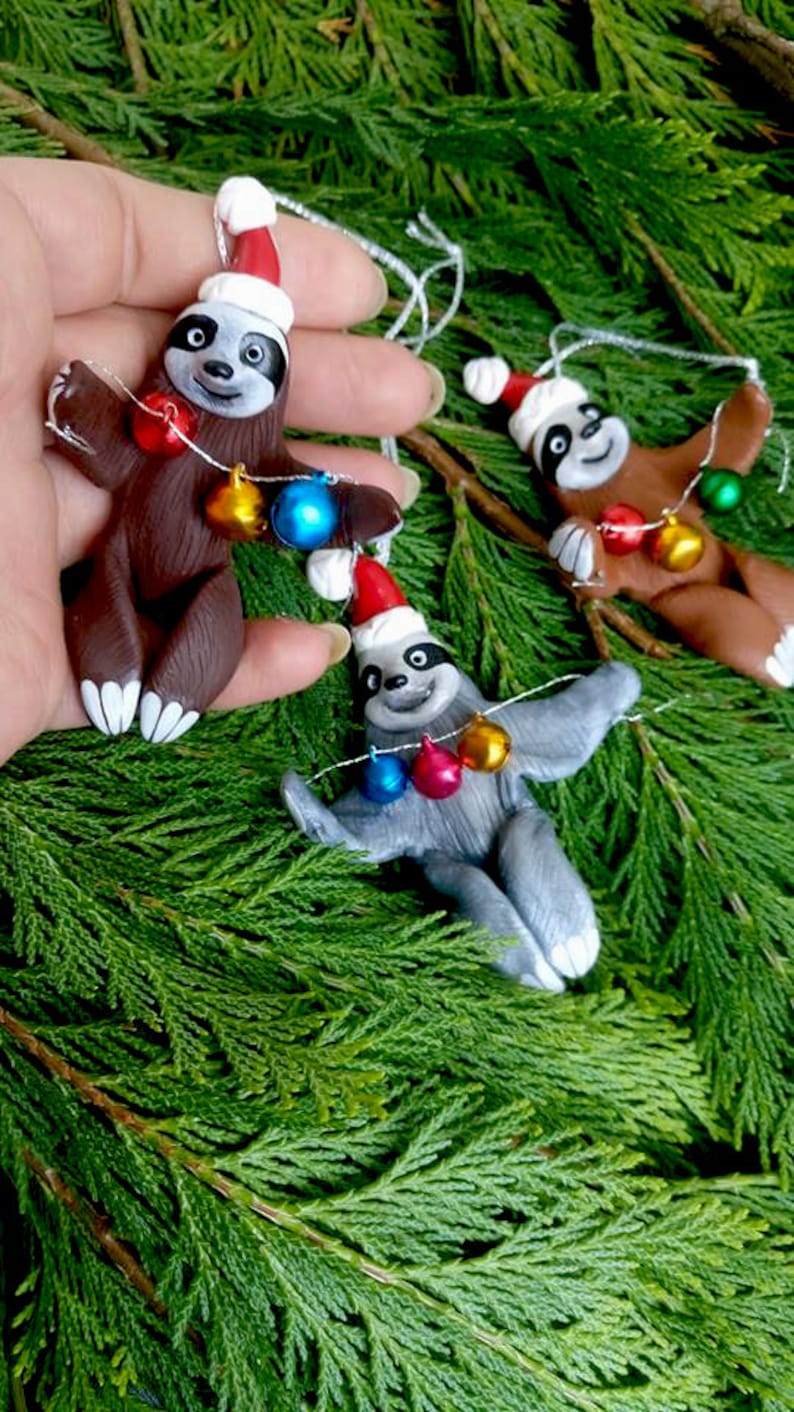Santa Sloth Christmas Ornament Christmas Tree Ornaments - Etsy