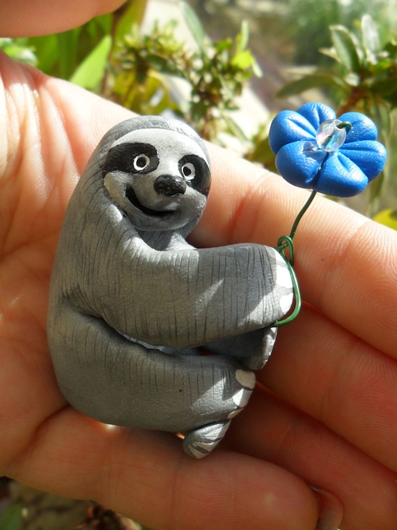 Have a Nice Day Sloth Sloth with Flower Polymer Clay Sloth | Etsy