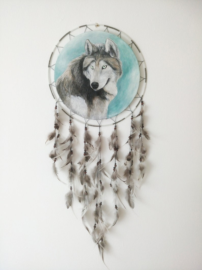 Wolf Dreamcatcher Wall Hanging Husky Dreamcatcher Gray Dream Catcher ...