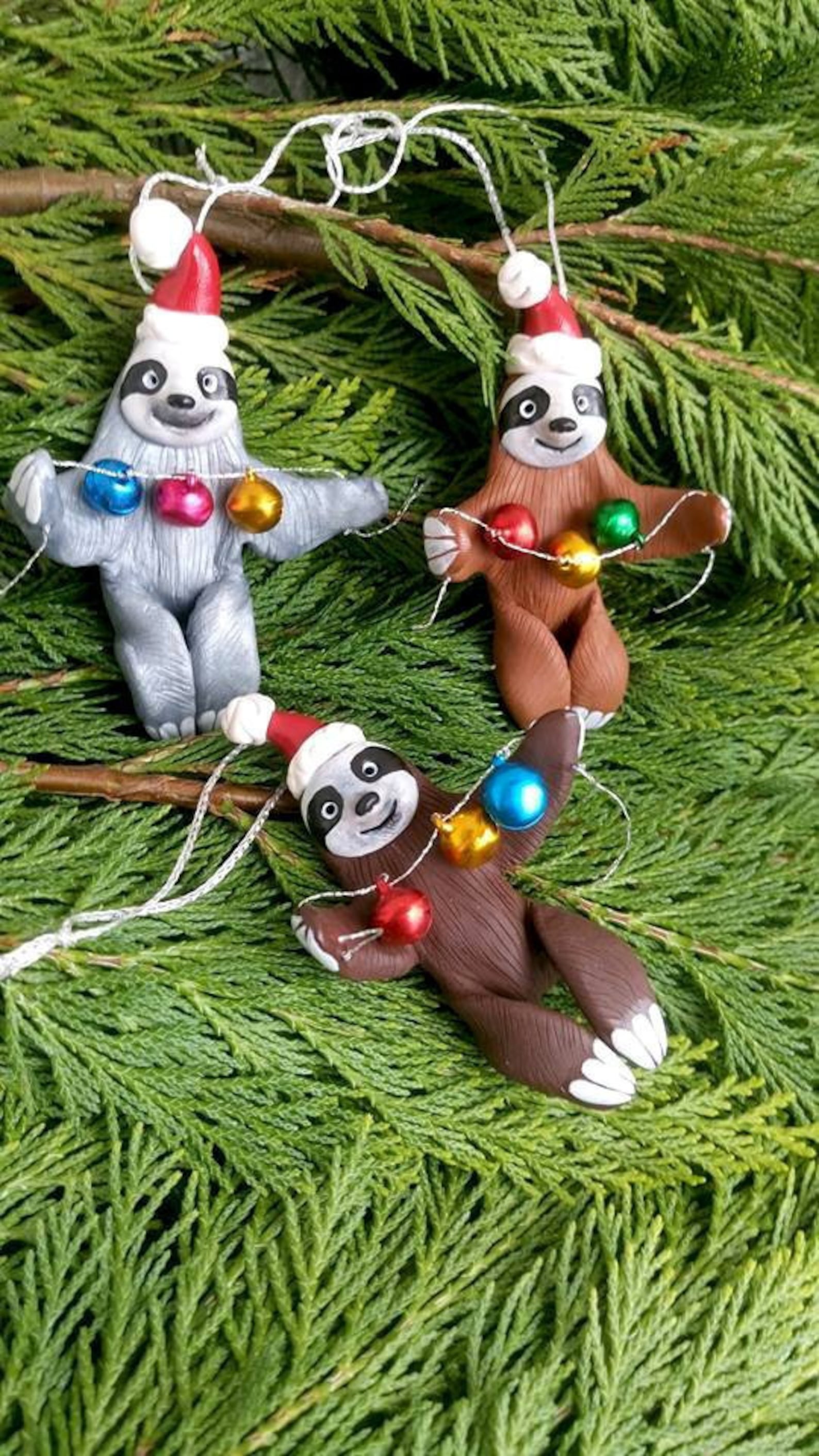 Santa Sloth Christmas Ornament Christmas Tree Ornaments - Etsy