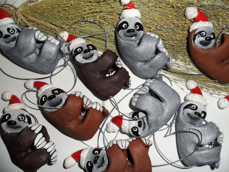 Santa Sloth Christmas Ornament Christmas Tree Ornaments | Etsy