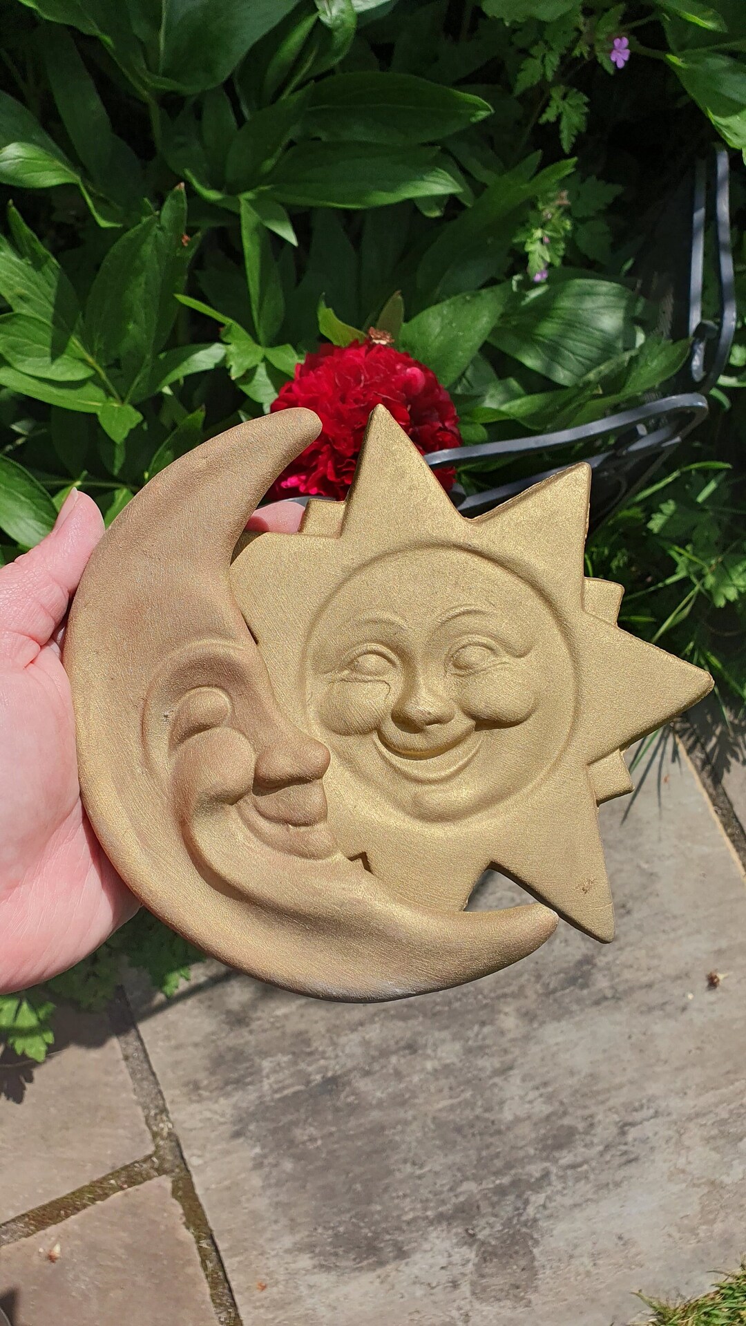 Terracotta Celestial Sun & Moon Gold Ceramic 6 Inch Wall Hanging ...