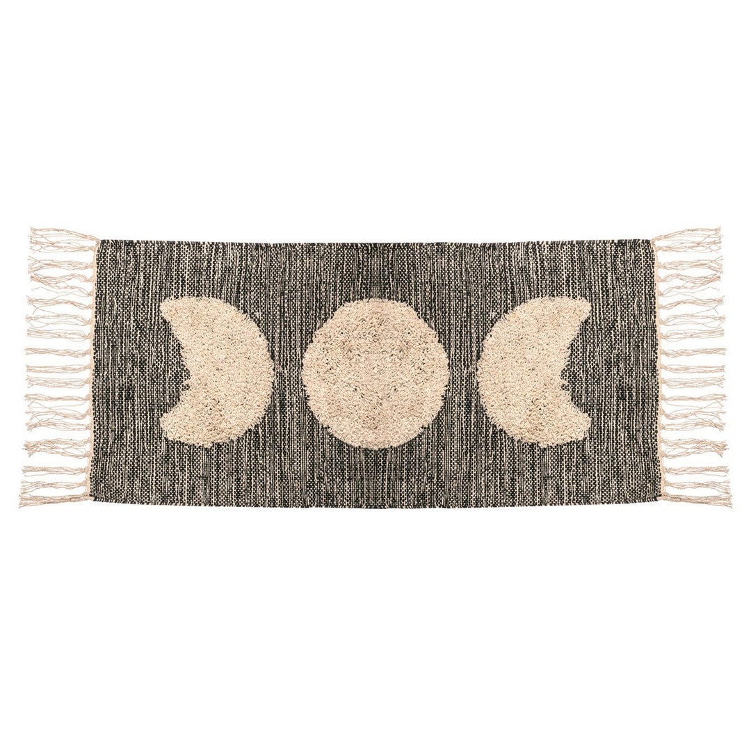 Cosmic Moon Phases Tufted Cotton Rug 80x45cm Pagan Wiccan Altar Mat ...