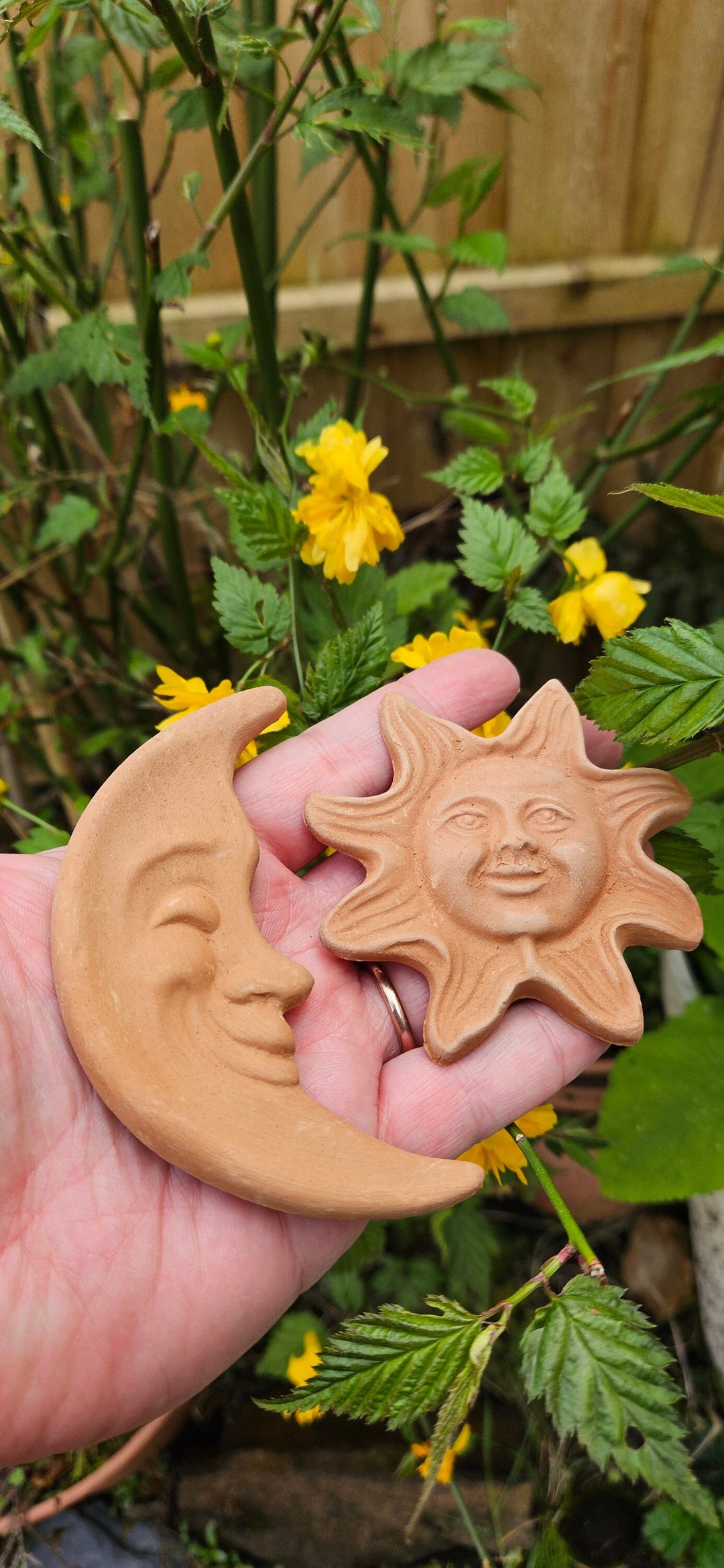 Terracotta Celestial Sun & Moon Ceramic Wall Hanging Decorations Summer ...
