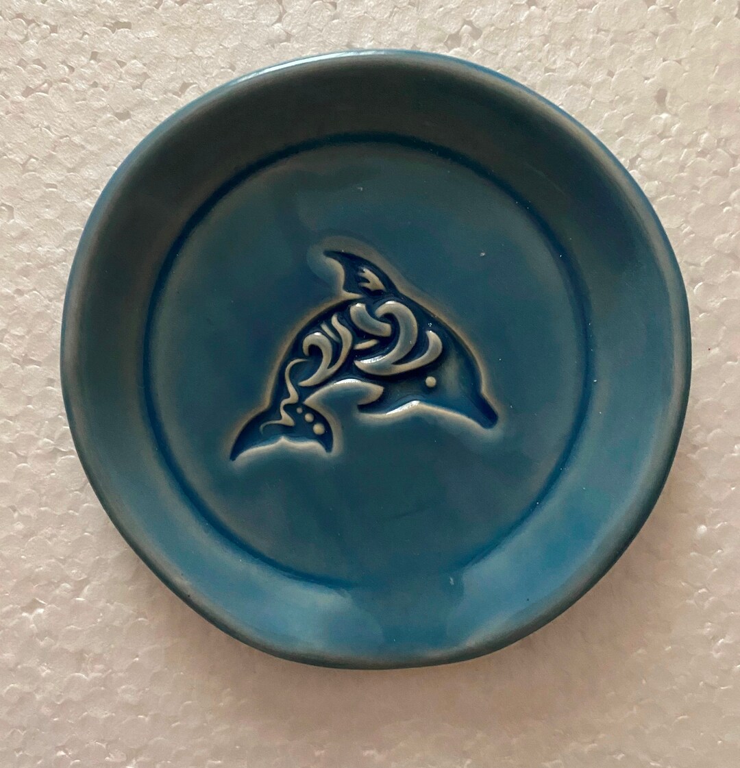 Dolphin Spoon Rest 4 Round Finished With Sky Blue Glaze, Food and ...