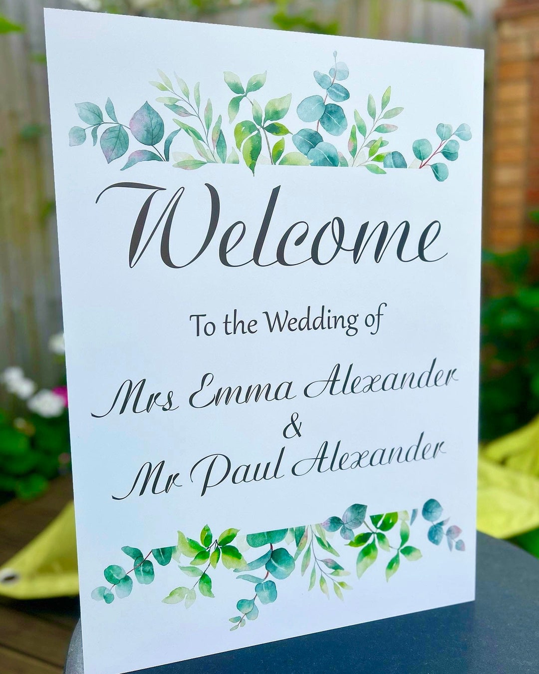 Wedding Welcome Sign, Wedding Sign Board, Eucalyptus Leaves ...