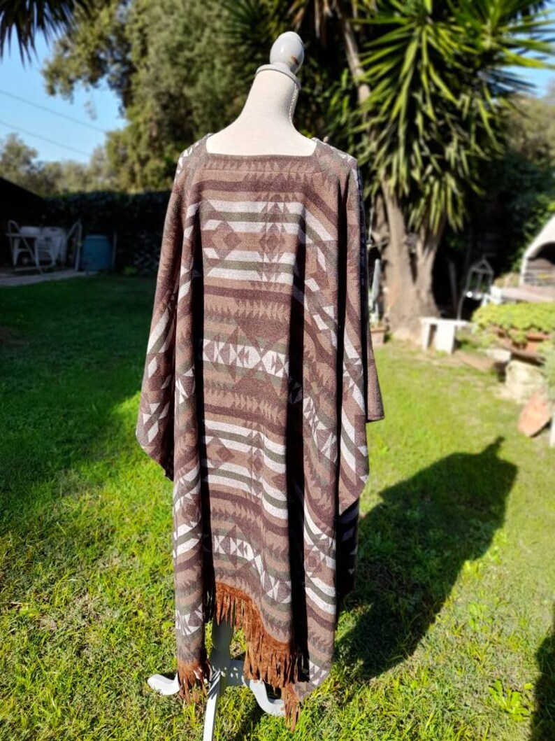 Ruana Poncho 80s Vintage Blanket Warm Wool Vintage Fringes Wool Cape ...