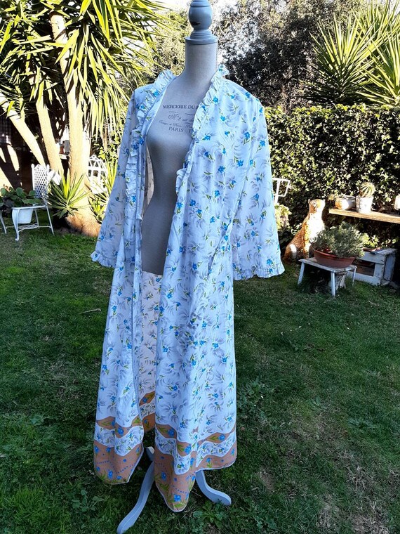 Vintage dressing gown 70s floral pattern mom bride wo… - Gem