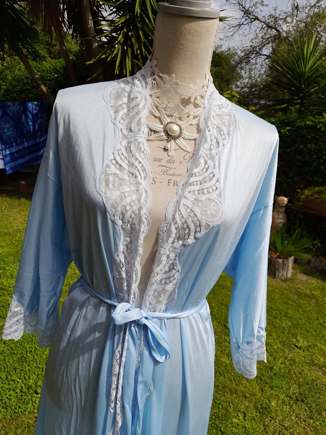 Very Chic Light Blue Dressing Gown Fashion 80s Vintage Perfect Luxury ...
