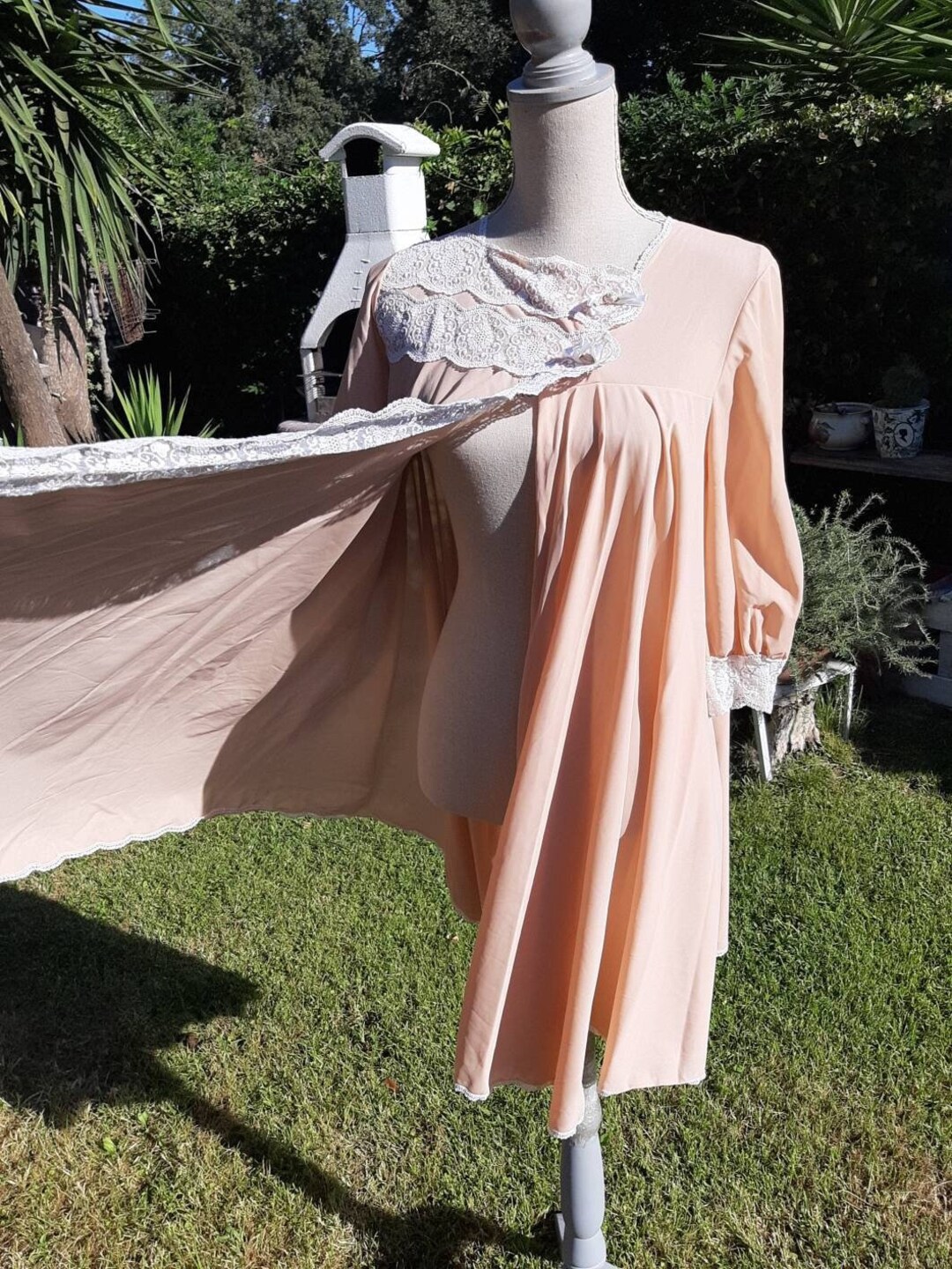 Vintage Robe 60s Shabby Chic Beige Pale Dressing Gown Woman - Etsy