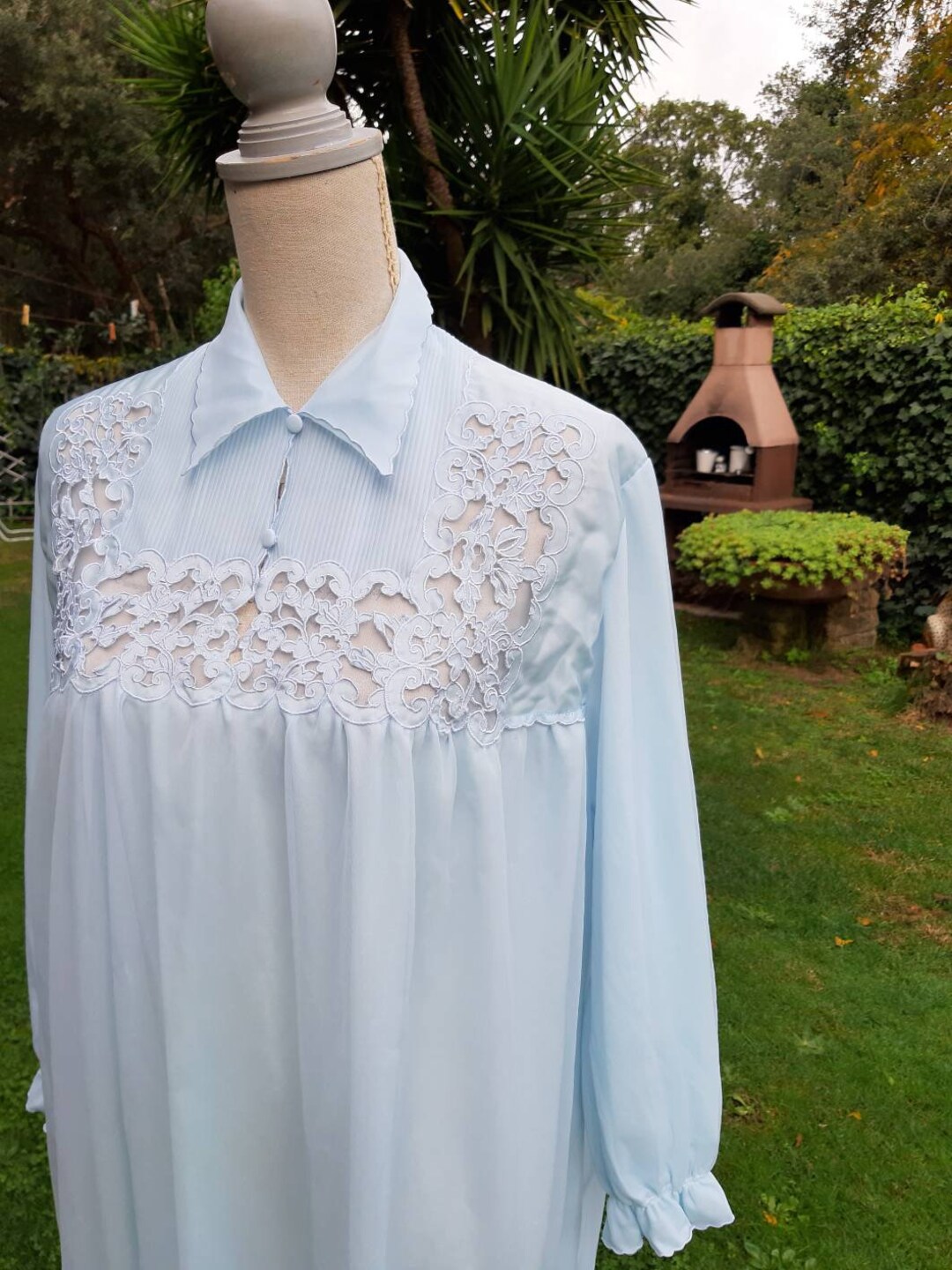 Gorgeous Light Blue Nightdress Delicate Shabby Chic Vintage Chiffon Sky ...