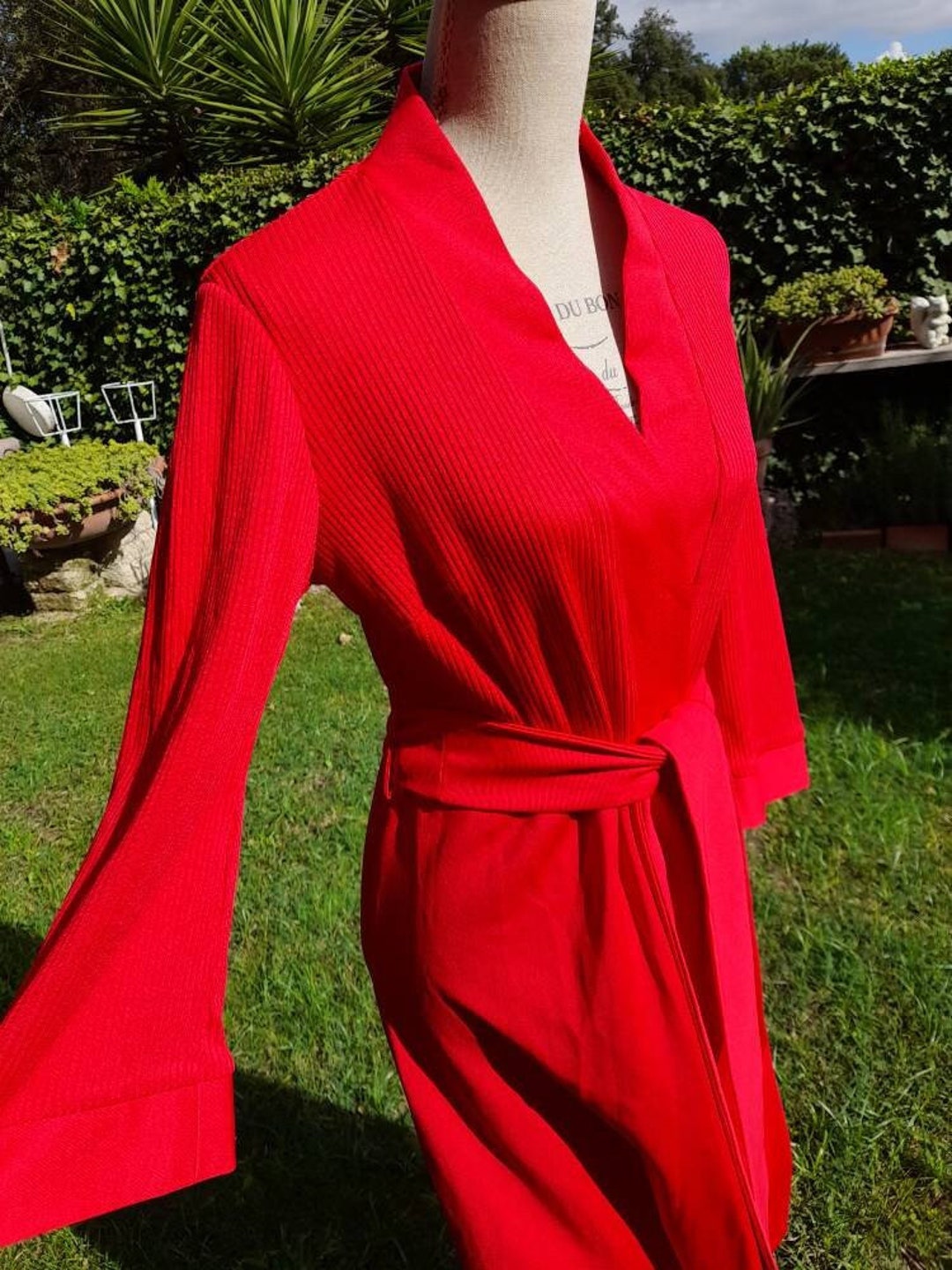 Red Wool Robe Vintage Diva 60s Bride Chic Woman Autumn Chic - Etsy