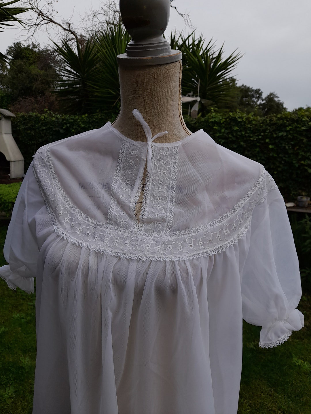 Shabby Chic Vintage Chiffon Chemise 50s Dream Night White Nightgown ...
