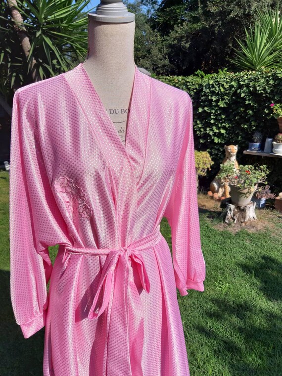 Vintage robe 80s shabby chic glossy pink wedding brid… - Gem