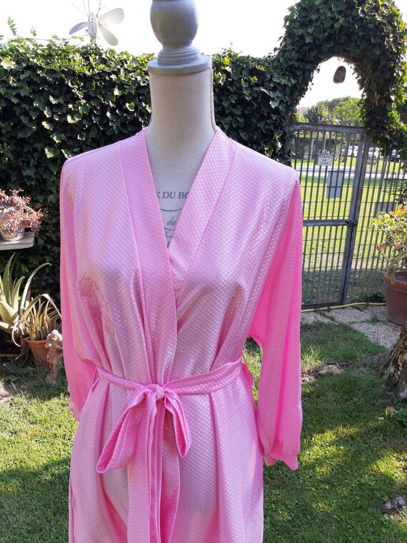 Vintage robe 80s shabby chic glossy pink wedding brid… - Gem