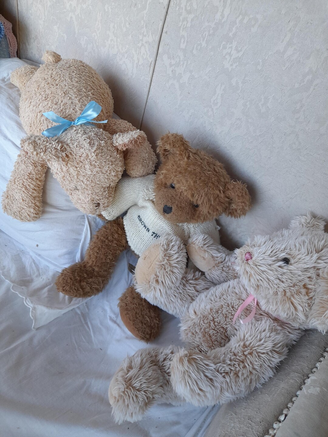 3 Teddy Bear Vintage 80s Old Plush Toy Antique Vintage Plush Bears ...