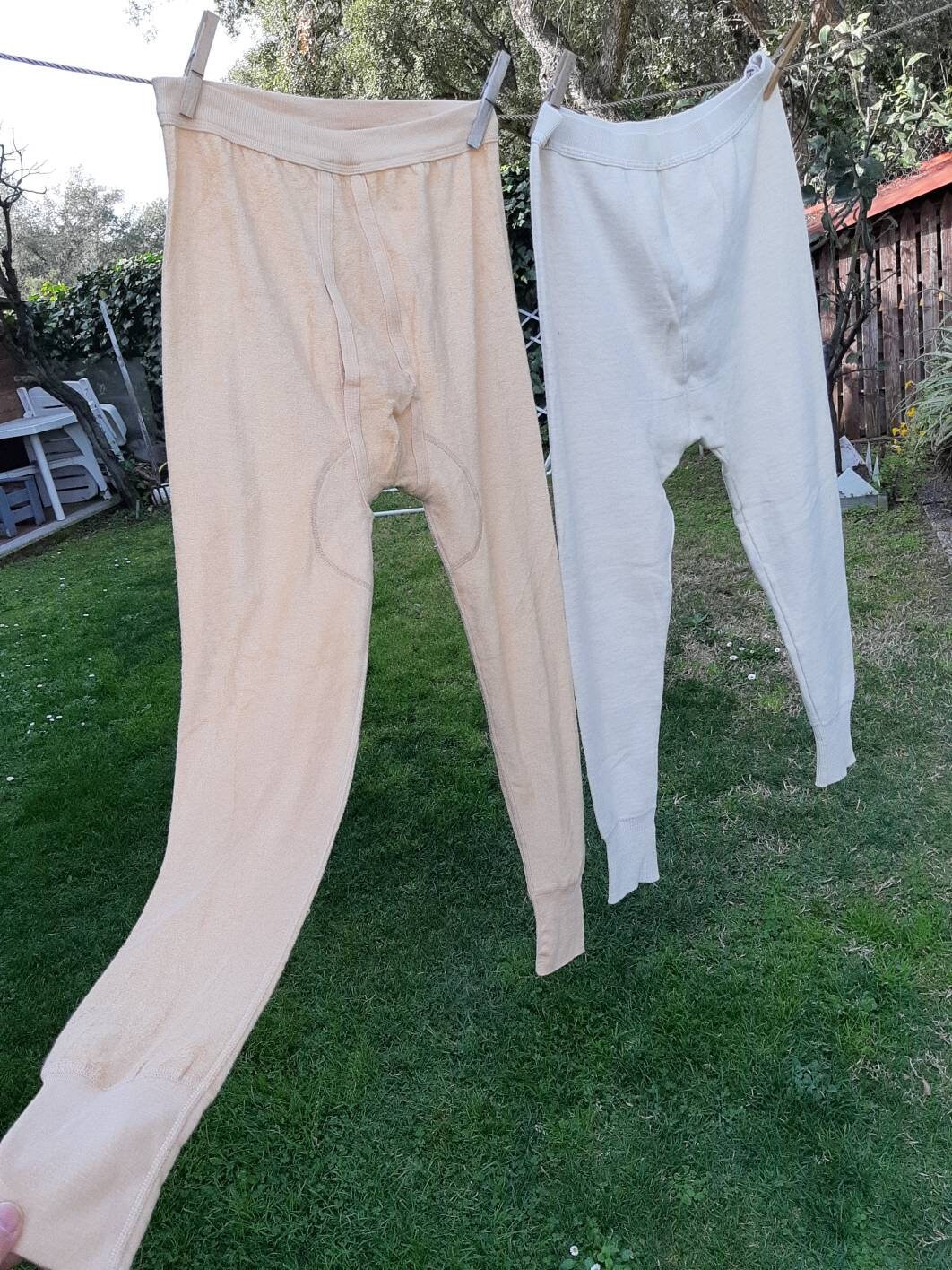 2 Mutande uomo bloomers mutandoni pantaloni da notte vintage bianco ...