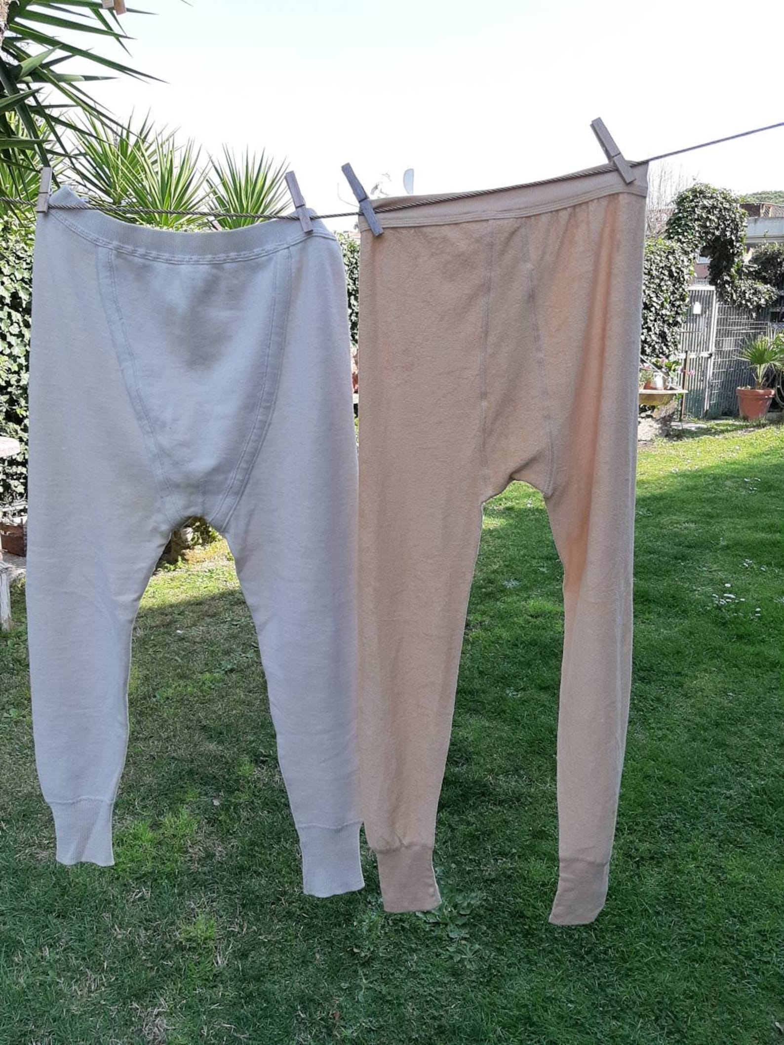 2 Mutande uomo bloomers mutandoni pantaloni da notte vintage bianco ...