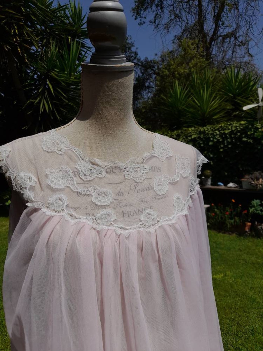 Pale Pink Nightdress Vintage 40s Tulle Cloud Fluffy Nightgown Wedding ...