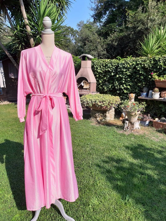 Vintage robe 80s shabby chic glossy pink wedding brid… - Gem