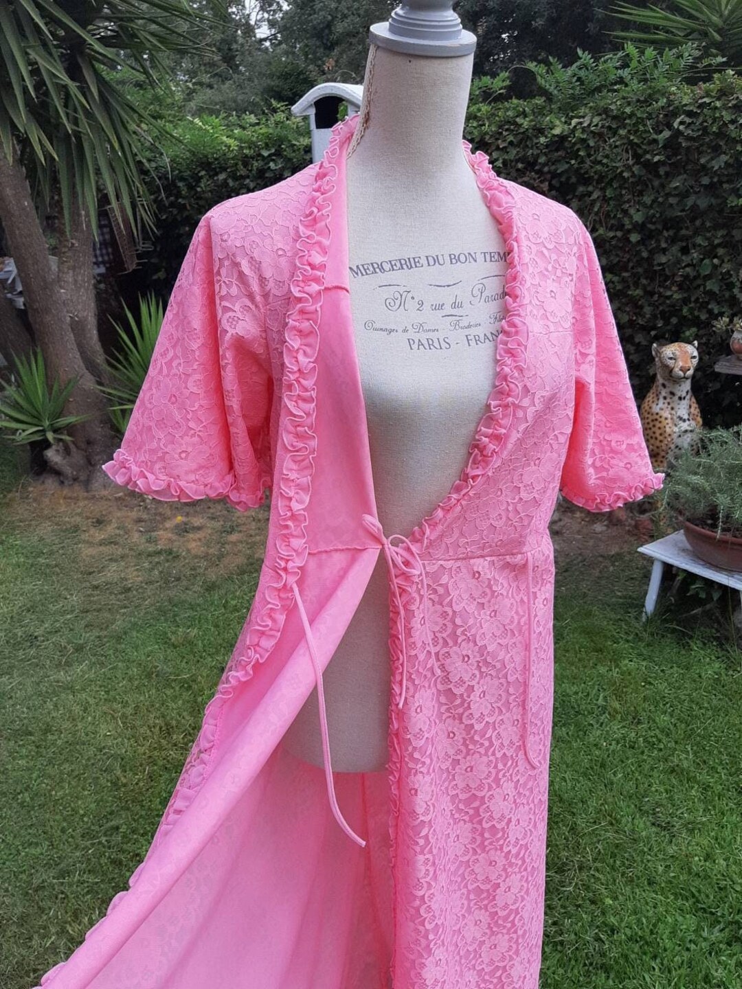 Pink Lace Robe Shabby Chic Vintage Italy Lingerie Wedding - Etsy