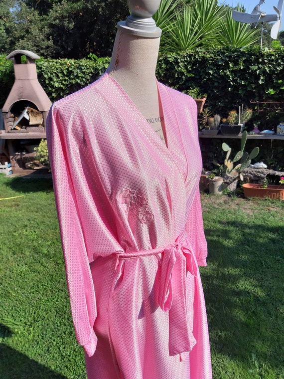 Vintage robe 80s shabby chic glossy pink wedding brid… - Gem